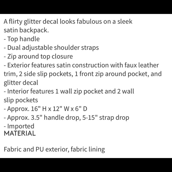 Steve Madden | Bags | Madden Girl Satin Backpack Wglitter Decalsilver ...